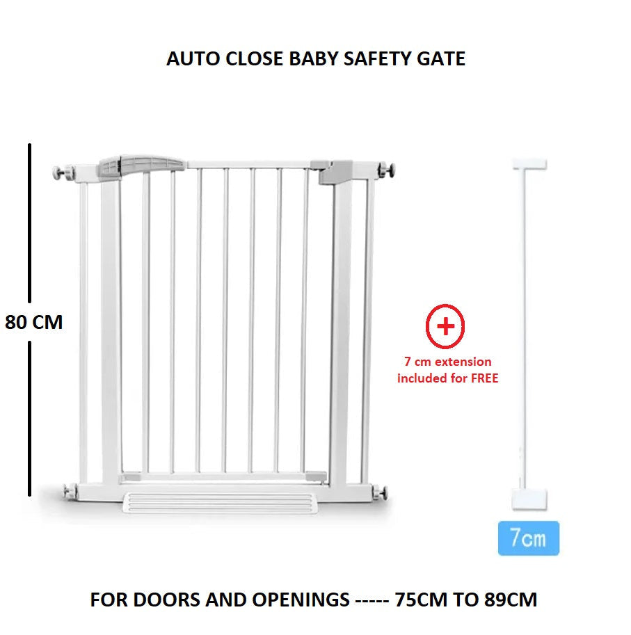 Chai Auto-Close Baby Safety Gate With 7cm Extension - Pressure Mounted ...